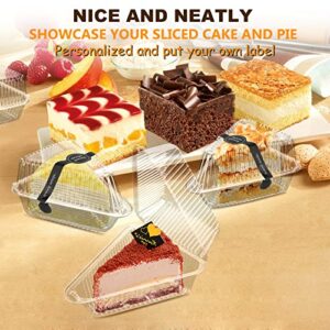 200 Pcs Cake Slice Containers with Lids Clear Plastic Hinged Cheesecake Containers Individual Disposable Triangle Cake Boxes for Pie Slice Cheesecake, Tres Leches, Flan, Desserts - Take Out Togo