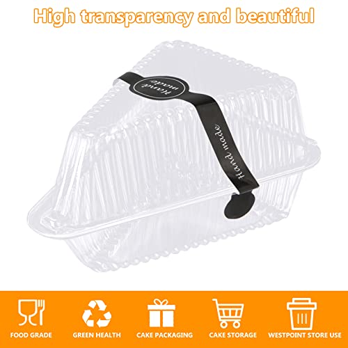 200 Pcs Cake Slice Containers with Lids Clear Plastic Hinged Cheesecake Containers Individual Disposable Triangle Cake Boxes for Pie Slice Cheesecake, Tres Leches, Flan, Desserts - Take Out Togo