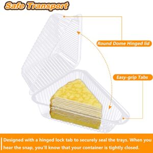 200 Pcs Cake Slice Containers with Lids Clear Plastic Hinged Cheesecake Containers Individual Disposable Triangle Cake Boxes for Pie Slice Cheesecake, Tres Leches, Flan, Desserts - Take Out Togo