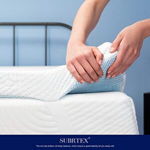 subrtex 4 Inch Bed Mattress Topper and Removable Bamboo Cover Bundle (King)