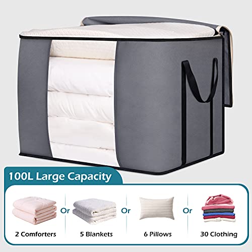 SLEEPING LAMB120L 1Pack Large Storage Bag Organizer Bundle 100L 3Packs Comforter Storage Bag for Closet