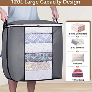 SLEEPING LAMB120L 1Pack Large Storage Bag Organizer Bundle 100L 3Packs Comforter Storage Bag for Closet