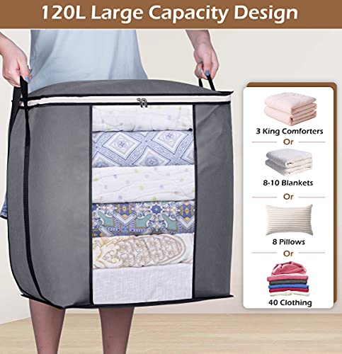 SLEEPING LAMB120L 1Pack Large Storage Bag Organizer Bundle 100L 3Packs Comforter Storage Bag for Closet