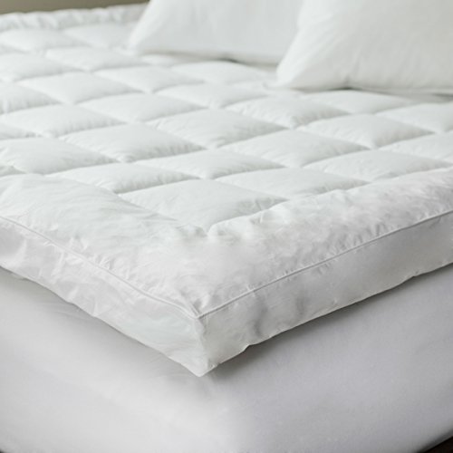 Lavish Home Alternative Mattress Topper-Queen Size-3” Gusset Hypoallergenic Fiber Filled Pillowtop Pad for Cushion & Support-Microfiber Cover, White