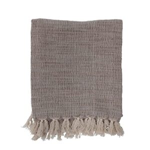 creative co-op woven wool blend fringe blanket throw, single, tan