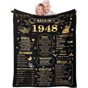 neuturs 75th birthday gifts for women, 75th birthday gifts for men, 75th birthday decorations for women men, best gifts for 75 year old woman, happy 75th birthday gift ideas throw blanket 60"x50"