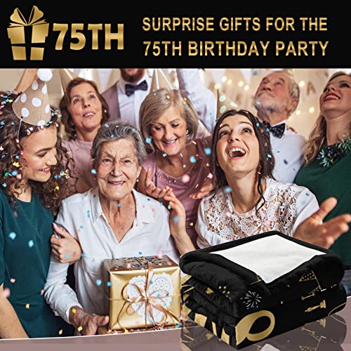 Neuturs 75th Birthday Gifts for Women, 75th Birthday Gifts for Men, 75th Birthday Decorations for Women Men, Best Gifts for 75 Year Old Woman, Happy 75th Birthday Gift Ideas Throw Blanket 60"x50"