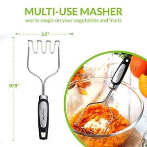 Spring Chef - Must-Have Potato Masher with Long Handle, Easy-to-Clean Stainless Steel Wire Head Masher Kitchen Tool, Includes a High Quality Vegetable Peeler