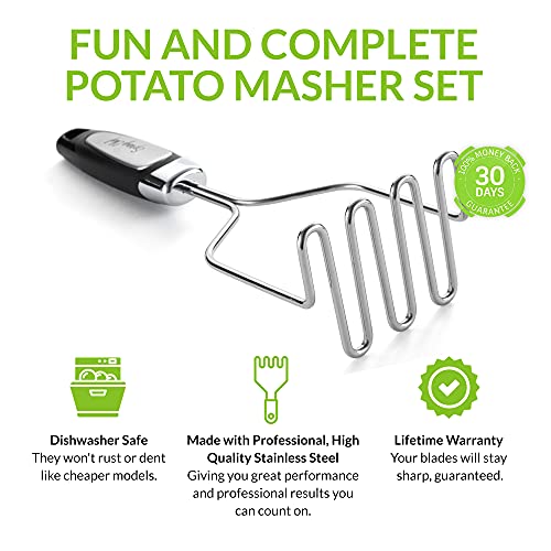 Spring Chef - Must-Have Potato Masher with Long Handle, Easy-to-Clean Stainless Steel Wire Head Masher Kitchen Tool, Includes a High Quality Vegetable Peeler