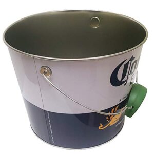 The Tin Box Company Corona Beverage Bucket with Wire Handle and Lime Grip, White and Blue