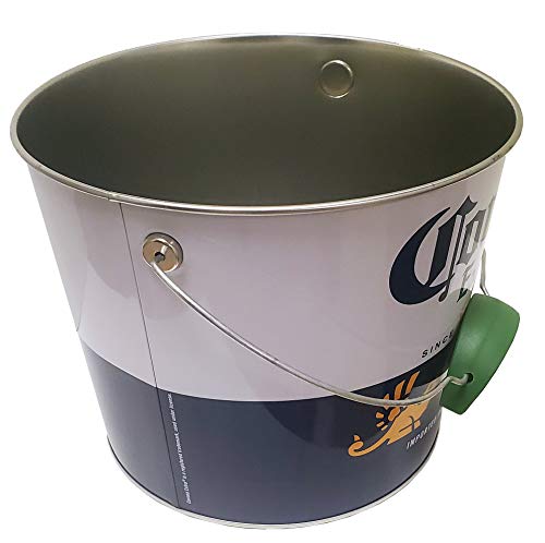 The Tin Box Company Corona Beverage Bucket with Wire Handle and Lime Grip, White and Blue