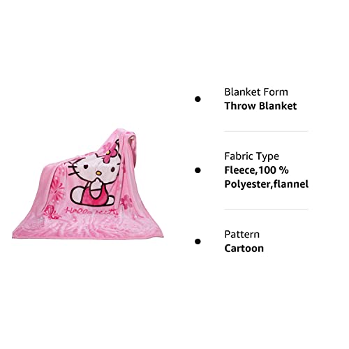 Cartoon Printing Throw for Kids & Adults, 40inx55in, All Seasons Flannel Fleece, Soft & Warm Plush Blankets for Couch Sofa Bed Camping Travel (Pink)