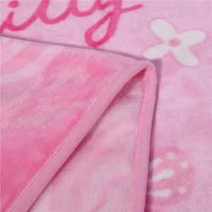 Cartoon Printing Throw for Kids & Adults, 40inx55in, All Seasons Flannel Fleece, Soft & Warm Plush Blankets for Couch Sofa Bed Camping Travel (Pink)