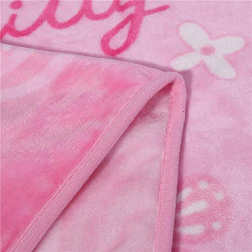 Cartoon Printing Throw for Kids & Adults, 40inx55in, All Seasons Flannel Fleece, Soft & Warm Plush Blankets for Couch Sofa Bed Camping Travel (Pink)