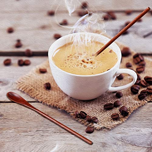 Wooden Coffee Spoons Long Handle Wooden Mixing Spoon Long Handle Wooden Teaspoon Handmade Wood Stirring Spoon for Kitchen Stirring (6)