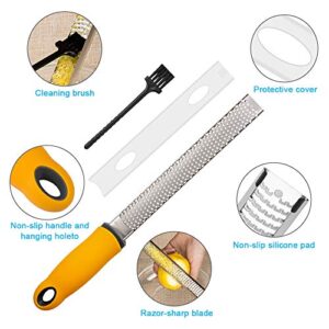 Lemon Zester, Cheese Grater, Parmesan Cheese, Ginger, Chocolate, With Razor-Sharp Stainless Steel Blade, Protective Cover and Cleaning brush, Dishwasher Safe, by NSpring (narrowzester)