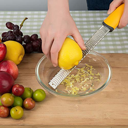 Lemon Zester, Cheese Grater, Parmesan Cheese, Ginger, Chocolate, With Razor-Sharp Stainless Steel Blade, Protective Cover and Cleaning brush, Dishwasher Safe, by NSpring (narrowzester)