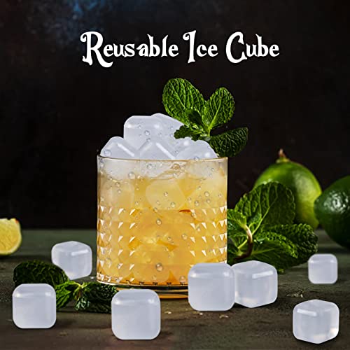 Tngan Reusable Ice Cube, 65 Pack Reusable Ice Cubes for Drinks, Washable Non-Melting Plastic Ice Cubes BPA Free, Refreezable Ice Cubes for Whiskey, Cocktails, Wine, Coffee (Transparent)