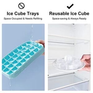 Tngan Reusable Ice Cube, 65 Pack Reusable Ice Cubes for Drinks, Washable Non-Melting Plastic Ice Cubes BPA Free, Refreezable Ice Cubes for Whiskey, Cocktails, Wine, Coffee (Transparent)