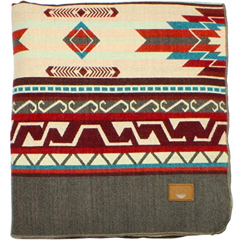 Inca Aztec Throw Blanket | Southwest Indian Navajo Boho Style | Native Woven Western Cover for Camping, Bedding, Couch & Office | Faux Alpaca, Lightweight, Hypoallergenic & Warm Camp Vanlife Blanket…