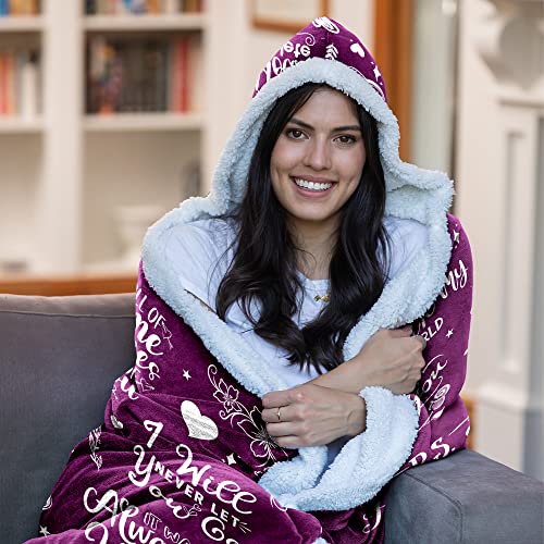 Gifts for Wife - Wife Gifts from Husband - Wife Ideas, Valentines Day Gifts for Her, Birthday Gifts for Wife - Sherpa Fleece Hooded Blanket, Wearable Blanket