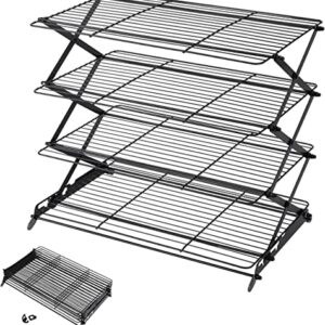 Geesta 2/3/4-Tier Upgraded Collapsible Cooling Rack with Adjustable 3 Setting Design Stackable Roasting Cooking Drying Wire Cooling Rack for Cookies Baking Gifts for Women