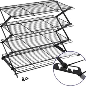 Geesta 2/3/4-Tier Upgraded Collapsible Cooling Rack with Adjustable 3 Setting Design Stackable Roasting Cooking Drying Wire Cooling Rack for Cookies Baking Gifts for Women