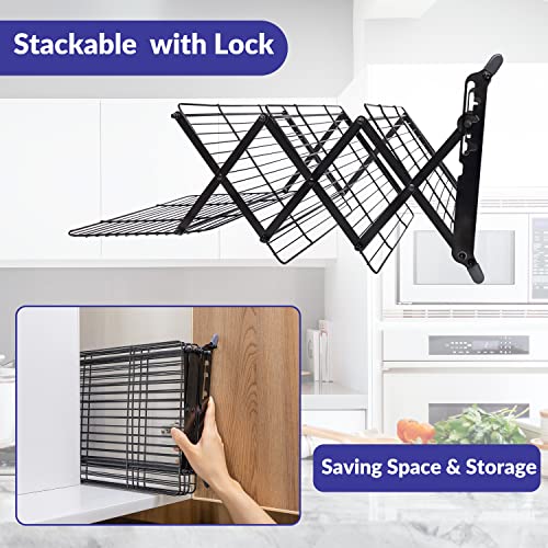 Geesta 2/3/4-Tier Upgraded Collapsible Cooling Rack with Adjustable 3 Setting Design Stackable Roasting Cooking Drying Wire Cooling Rack for Cookies Baking Gifts for Women