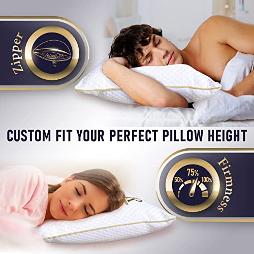 Royal Therapy Queen Shredded Memory Foam Pillow and Queen Mattress Topper - Bundle