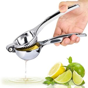 stainless steel lemon squeezer manual - threaded groove fresh lemon juicer hand press stainless steel lemon squeezer manual press heavy duty for restaurant, kitchen - ergonomic handle lemon press mubuddy