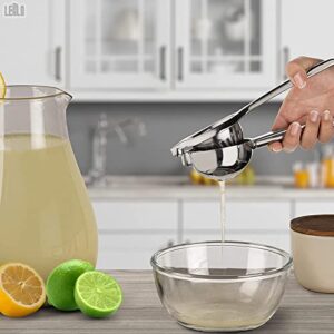 Stainless Steel Lemon Squeezer Manual - Threaded Groove Fresh Lemon Juicer Hand Press Stainless Steel Lemon Squeezer Manual Press Heavy Duty for Restaurant, Kitchen - Ergonomic Handle Lemon Press mubuddy