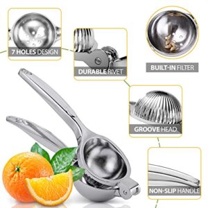 Stainless Steel Lemon Squeezer Manual - Threaded Groove Fresh Lemon Juicer Hand Press Stainless Steel Lemon Squeezer Manual Press Heavy Duty for Restaurant, Kitchen - Ergonomic Handle Lemon Press mubuddy