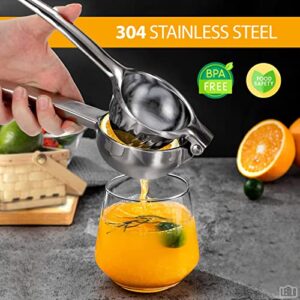 Stainless Steel Lemon Squeezer Manual - Threaded Groove Fresh Lemon Juicer Hand Press Stainless Steel Lemon Squeezer Manual Press Heavy Duty for Restaurant, Kitchen - Ergonomic Handle Lemon Press mubuddy