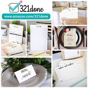 321Done Recipe Cards with From the Kitchen Of (Set of 50) 4" x 6" - Black and White Modern Minimalist, Large Double-Sided for Weddings, Bridal Shower - Made in USA