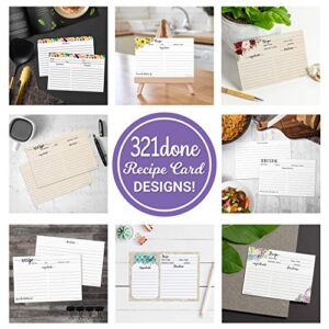 321Done Recipe Cards with From the Kitchen Of (Set of 50) 4" x 6" - Black and White Modern Minimalist, Large Double-Sided for Weddings, Bridal Shower - Made in USA