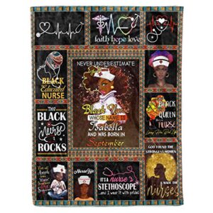 vth global personalized custom name proud black nurse rock matter fleece sherpa throw blanket birthday christmas nursing afro american african africa gifts for registered nurses mom wife daughter