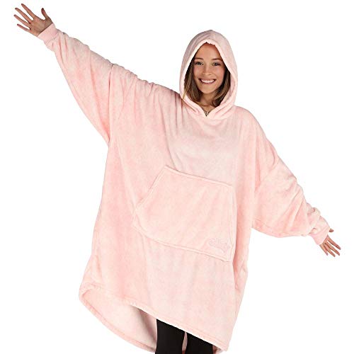 THE COMFY Dream | Oversized Light Microfiber Wearable Blanket, Seen on Shark Tank, One Size Fits All, (Heather Pink)