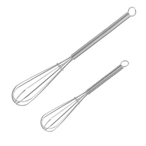 mini whisks stainless steel, small whisk 2 pieces, 5in and 7in tiny whisk for whisking, beating, blending ingredients, mixing sauces