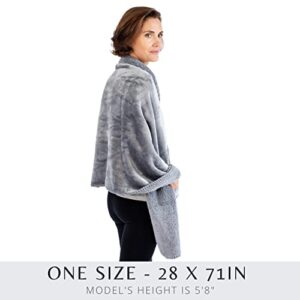 EzrAllora Grey Poncho Blanket for Women - No Sleeves - Fleece Wrap Shawl with Pockets - Wearable Throw Blanket - Warm Sherpa Throw - Lap Blanket -Gift for Mom and Grandma