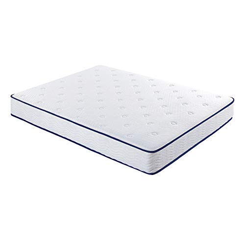 PrimaSleep 9inch Hybrid Tight Top Spring Mattress King Size-Blue Piping,CertiPUR-US,Gel Memory Foam,Tight Top