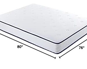 PrimaSleep 9inch Hybrid Tight Top Spring Mattress King Size-Blue Piping,CertiPUR-US,Gel Memory Foam,Tight Top