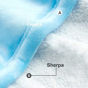 Hansleep Wearable Blanket Hoodie for Men and Women, Hoodie Blanket with Pockets and Sleeves Sweatshirt for Adults as A Gift - Azure Short