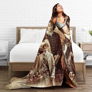 Outlander Jamie Fraser Collage Blanket Soft Flannel Warm Fuzzy Blanket for Couch Office Picnic Travel Best Friend Memorial Birthday Gifts for Kids Adults Throw Blankets 80"x60" Inch