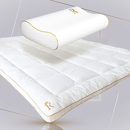 Royal Therapy Queen Memory Foam Pillow and Queen Mattress Topper - Bundle