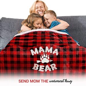 Vprintes Mother 's Day Gifts for Mom from Daughter Son - Mom Gifts from Daughters Sons - Birthday Gifts for Mom - Mama Bear Sherpa Fleece Hooded Blanket, Wearable Blanket