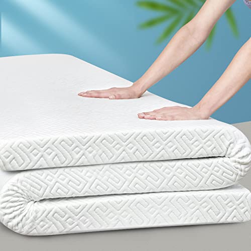 GOBEES 3 Inch Gel Memory Foam Mattress Topper King Size, High Density Cooling Pad Removable Fitted Bamboo Fiber Cover Ventilated Design, Comfort Body Support & Pressure Relief