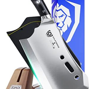 Dalstrong Obliterator Meat Cleaver - 9 inch - Gladiator Series R - Wood Stand and Sheath - Razor Sharp Massive Heavy Duty - 3lbs 6mm Thickness - 7CR17MOV Steel Kitchen - G10 Handle - NSF Certified