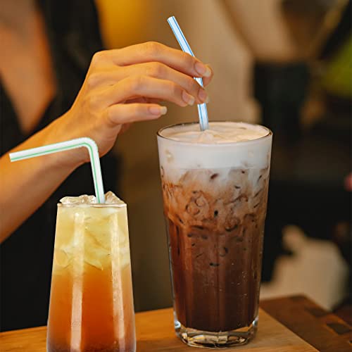 〖500packs〗 Disposable Plastic Straws -9.45" Extra Height Drinking Straws Prefer for Tumblers/Bottled Drinks/All Hot or Cold Drinking Striped Color Mixed