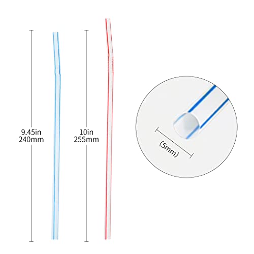 〖500packs〗 Disposable Plastic Straws -9.45" Extra Height Drinking Straws Prefer for Tumblers/Bottled Drinks/All Hot or Cold Drinking Striped Color Mixed