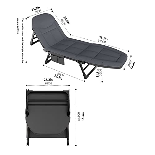 Guest Folding Bed Cot - with Frame Adjustable gears Folding Bed Cot, Portable & Lightweight Folding Bed Frame with Thick Memory Mattress for Spare Bedroom & Office (400lbs)(200*64*38cm, Light Grey)